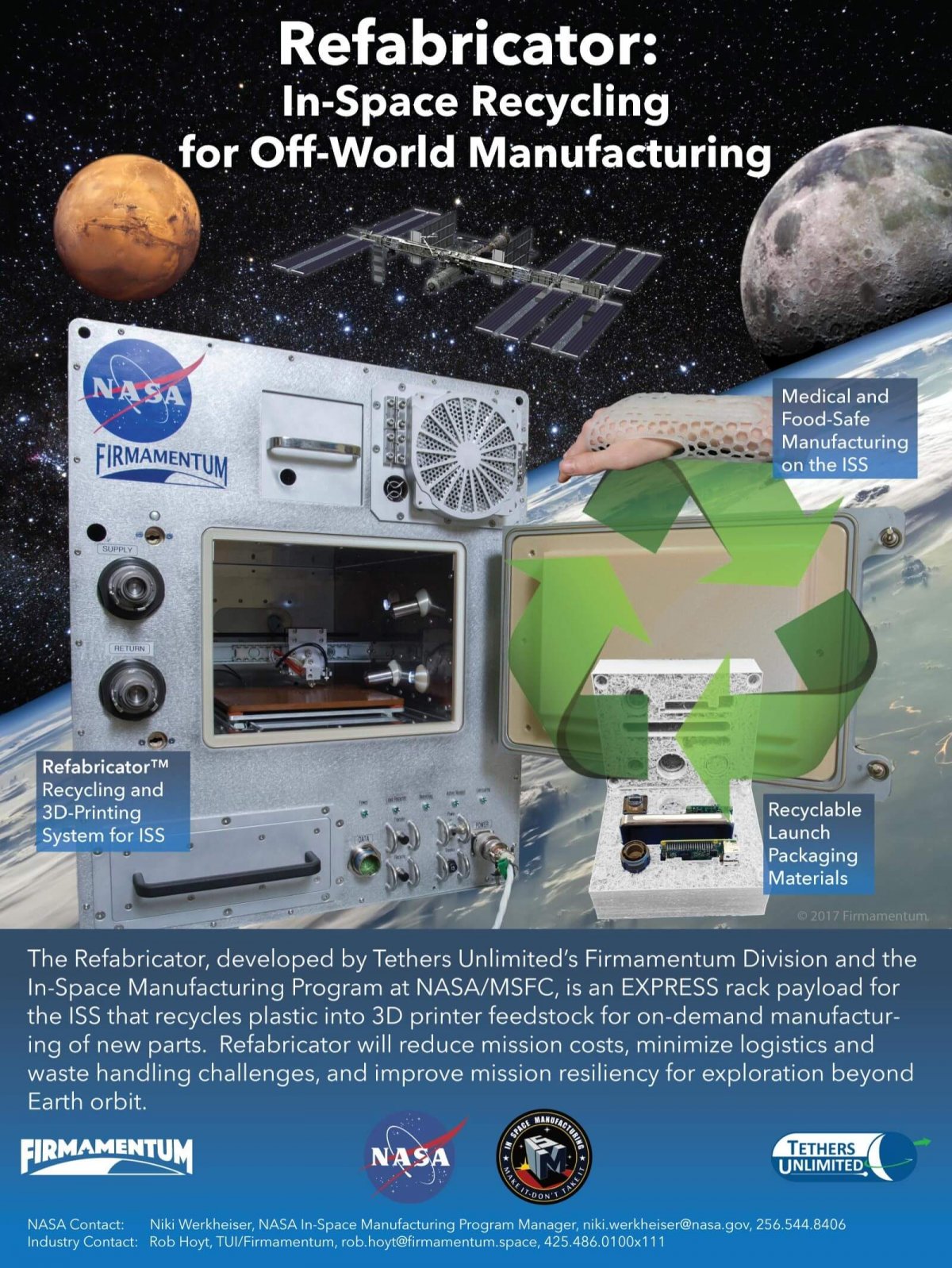 NASA recycelt mit REFABRICATOR Kunststoff zu 3D-Druck-Filament auf ISS